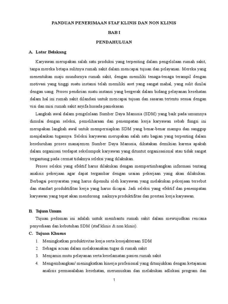 Panduan Penerimaan Staf Klinis Dan Non Klinis | PDF | Karier & Perkembangan | Bisnis
