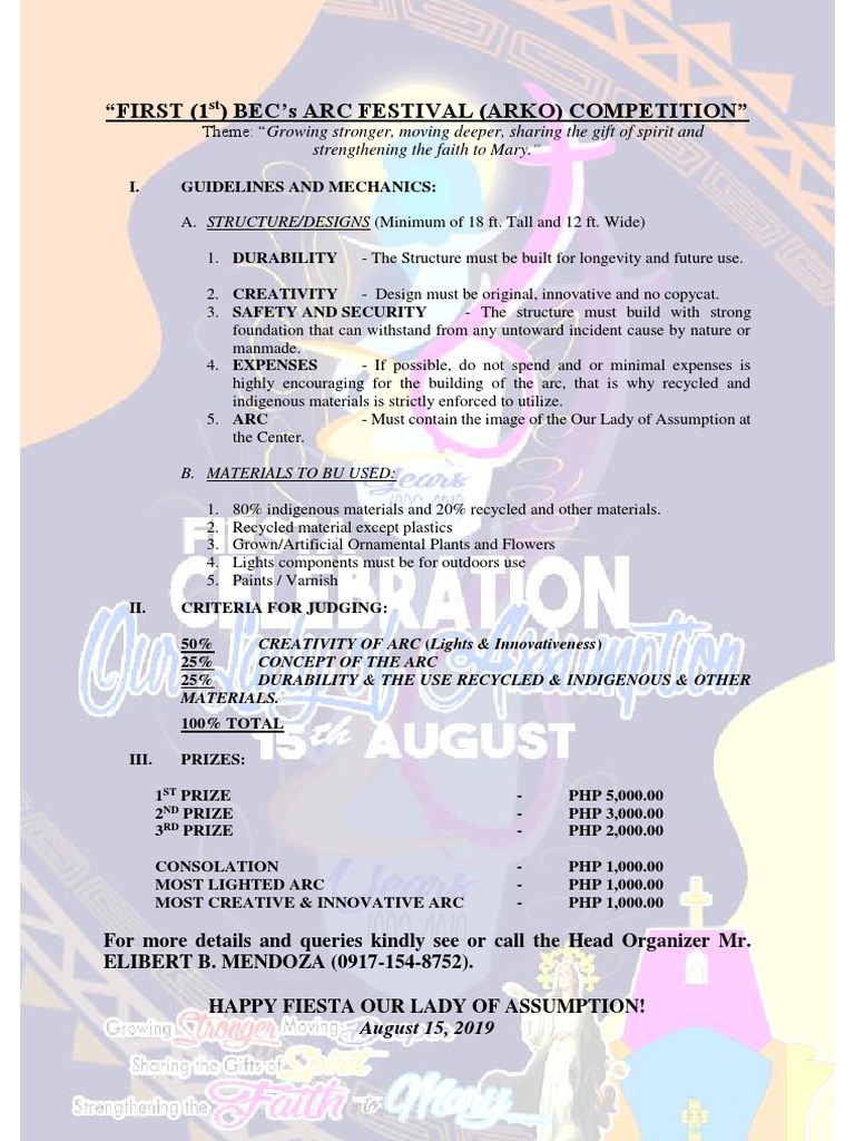 FIRST (1) Bec'S Arc Festival (Arko) Competition | Download Free PDF ...