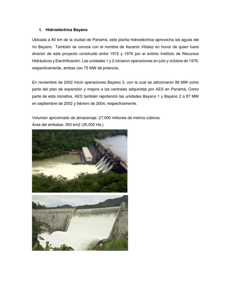 Principales Hidroeléctricas en Panamá | PDF | Naturaleza | Agua y política