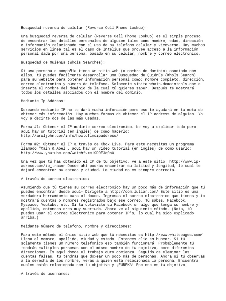 Doxeo | PDF | Ingeniería Social (Seguridad) | Facebook