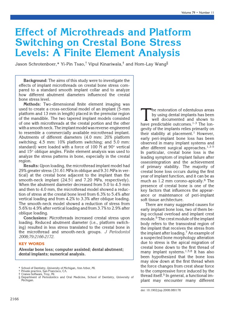 Platform Switching | PDF | Dental Implant | Stress (Mechanics)