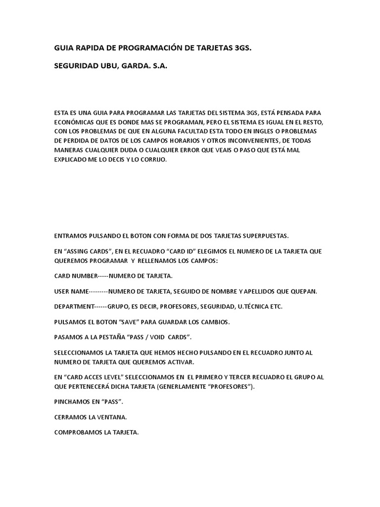 Guia Programacion Tarjetas 3gs | PDF | Informática | Software