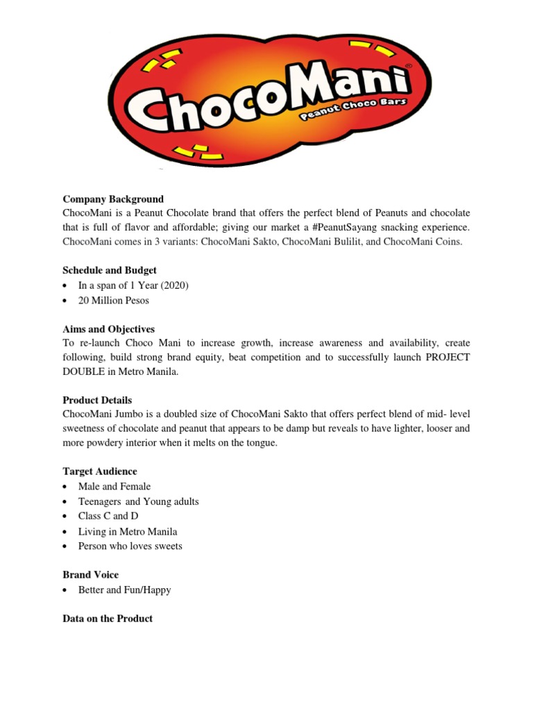 Company Background: Chocomani Comes in 3 Variants: Chocomani Sakto ...