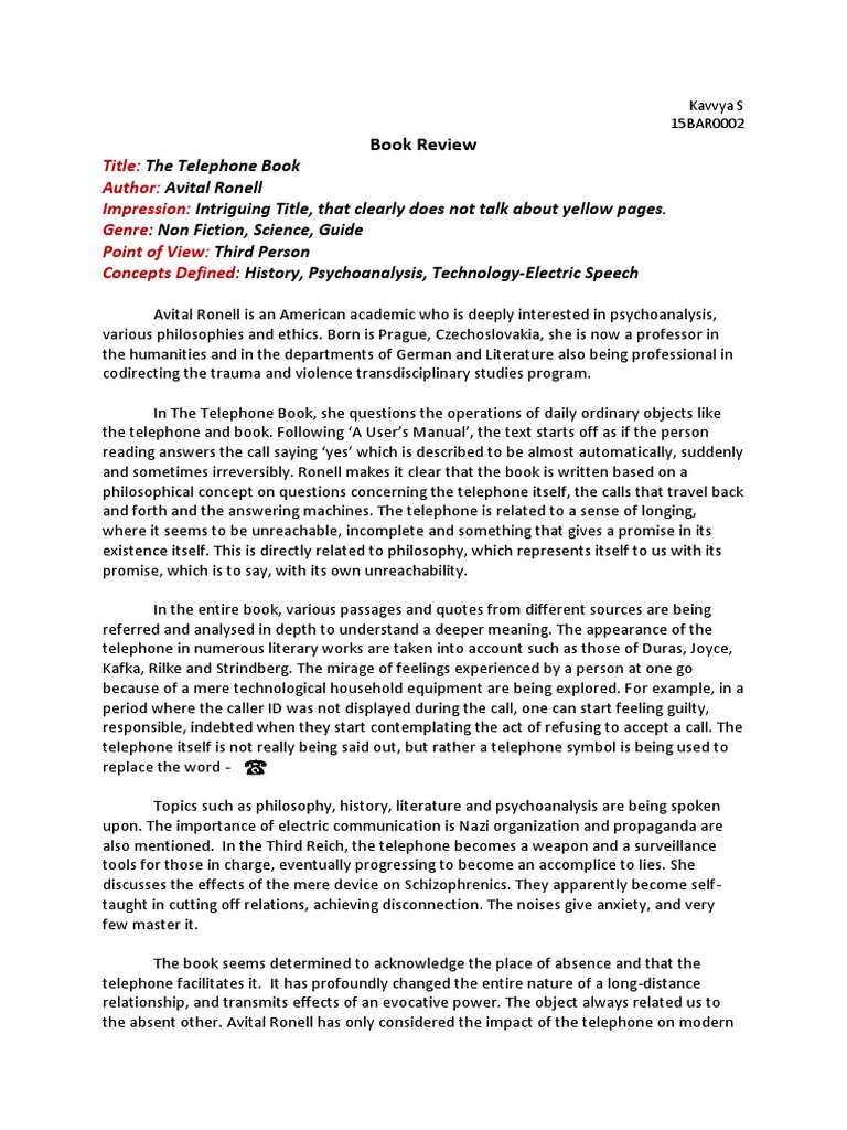 Book Review - The Telephone | PDF | Cognitive Science | Psychological ...