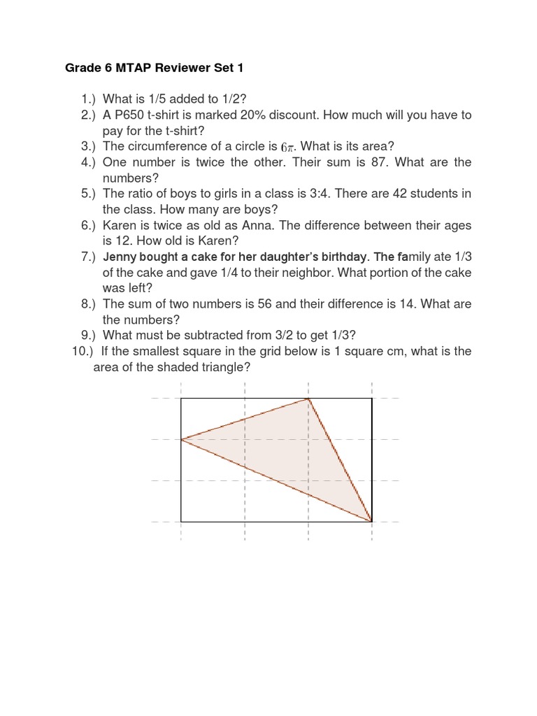 Grade 6 Math Practice Sets | PDF | Elementary Mathematics | Teaching ...