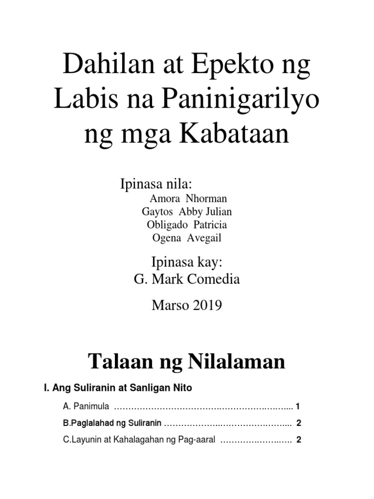 Dahilan at Epekto NG Paninigarilyo | PDF Dahilan at Epekto NG Paninigarilyo | PDF