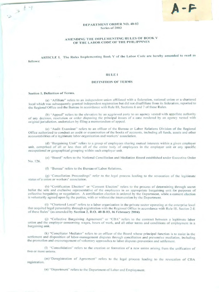 DOLE D.O. No. 40-03 S. 2003 PDF | PDF