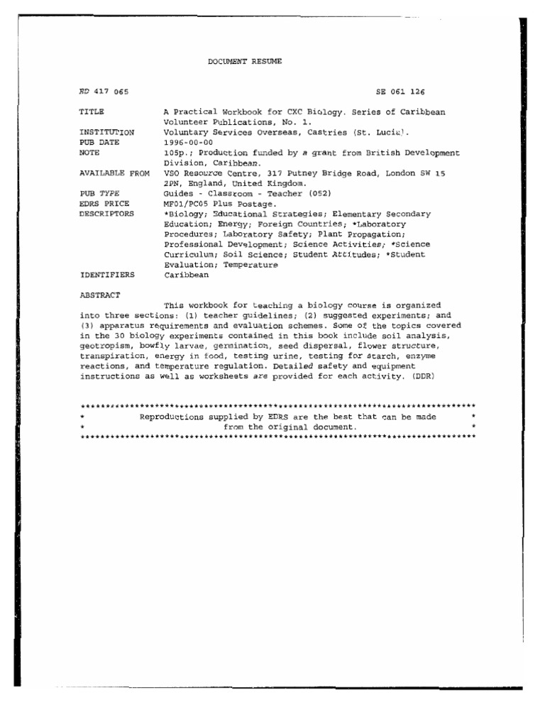 CXC Biology Labs | PDF