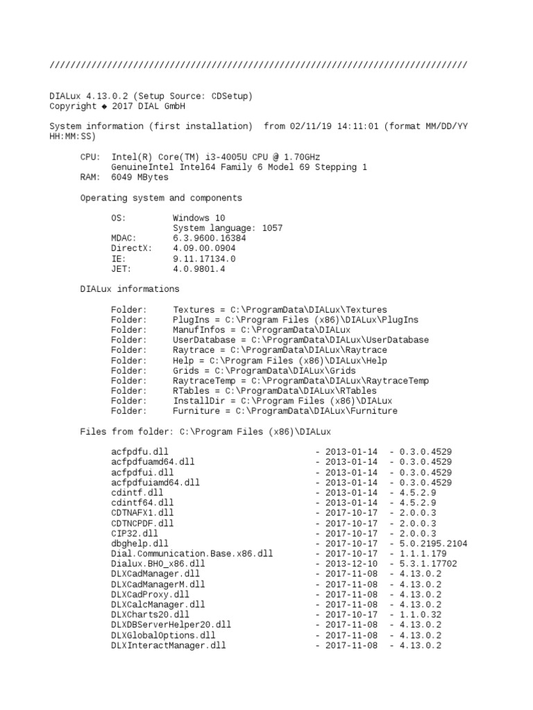 DIALux Setup Information | PDF | Ibm Pc Compatibles | Areas Of Computer Science