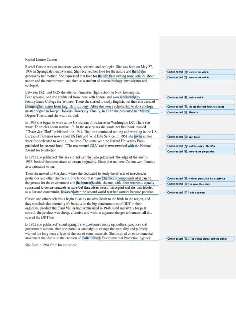 Rachel Carson: Pioneer of Ecology | PDF | Environmental Science ...