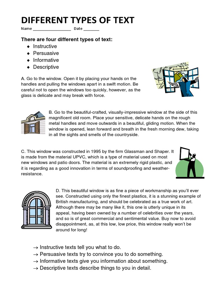 Types of Text Identification | PDF | Bathroom
