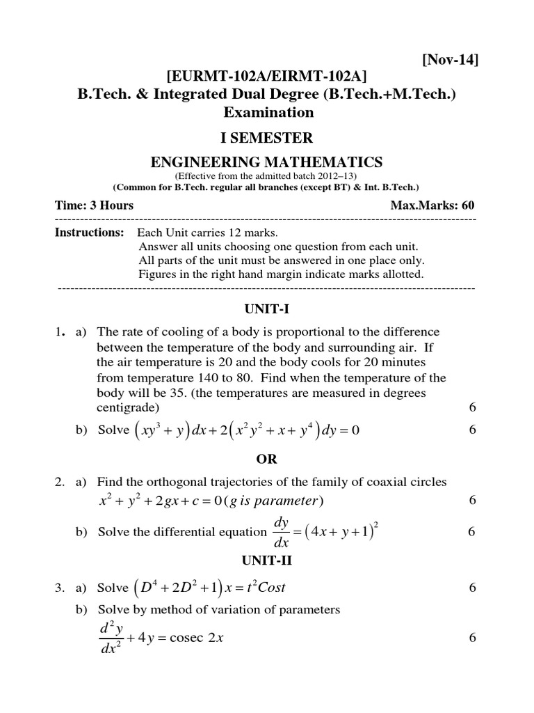 B.Tech. & Integrated Dual Degree (B.Tech.+M.Tech.) Examination | PDF ...
