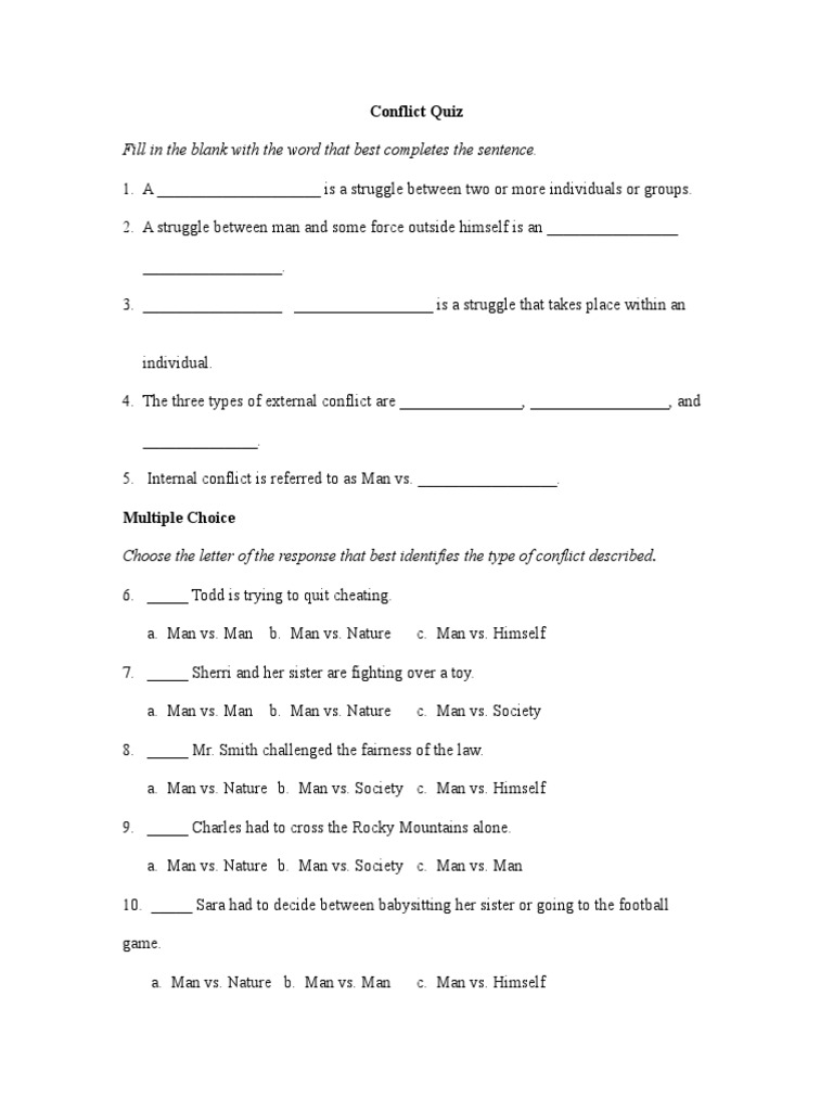 Conflict Quiz | PDF | Social Science