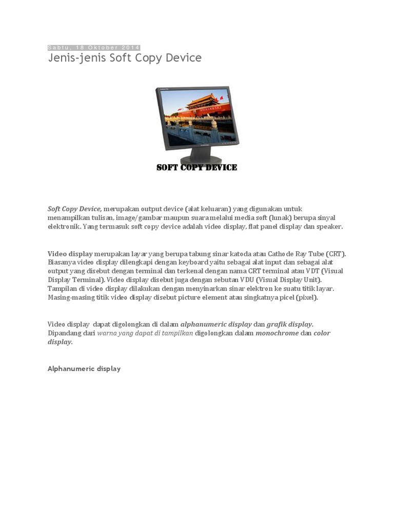 Jenis-Jenis Soft Copy Device | PDF