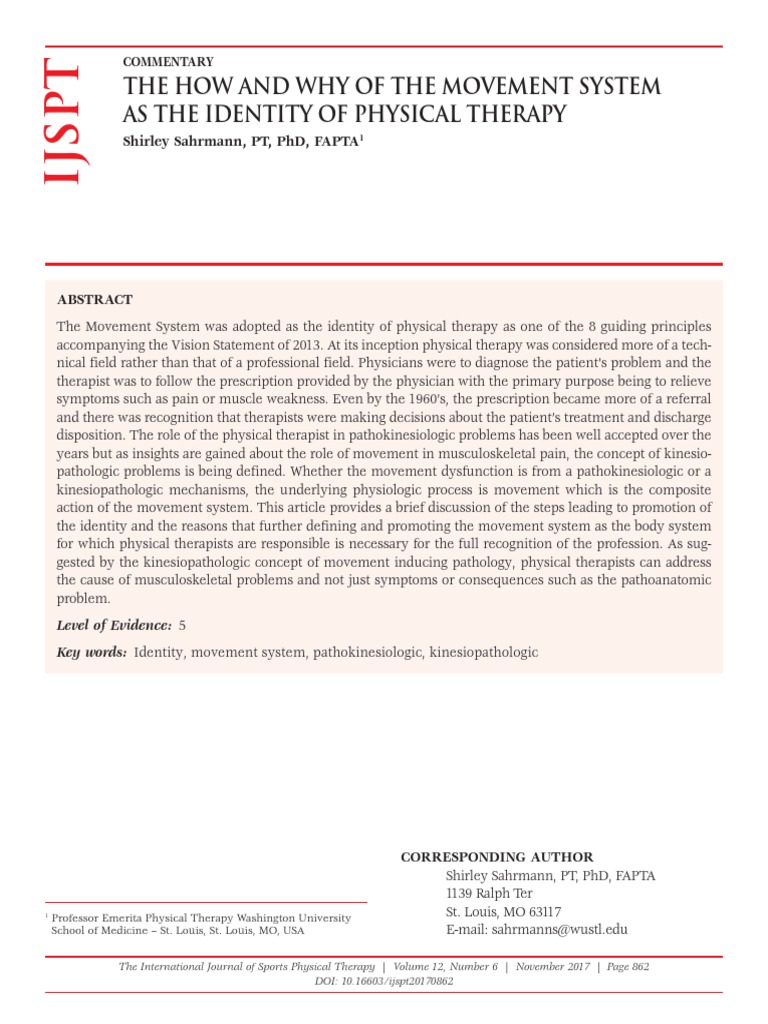 The How and Why of The Movement System As The Identity of Physical ...