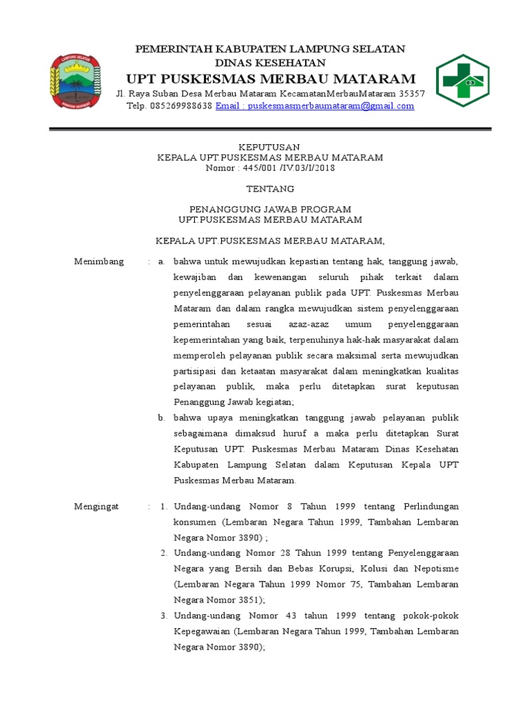 SK PJ Kegiatan 2018 | PDF