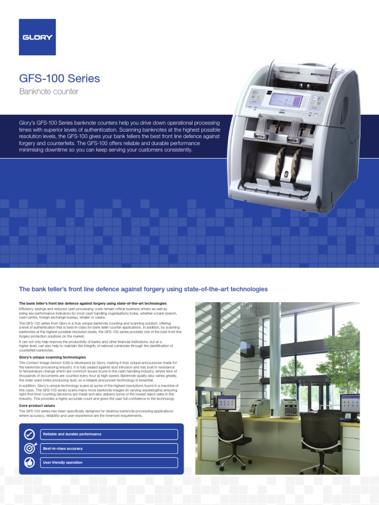 Glory GFS 100 Datasheet en | PDF | Banknote | Authentication