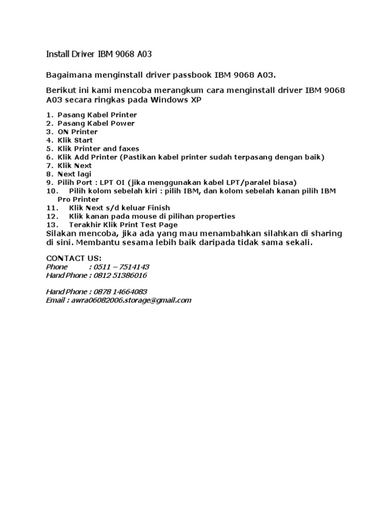 Install Driver IBM 9068 A03 | PDF