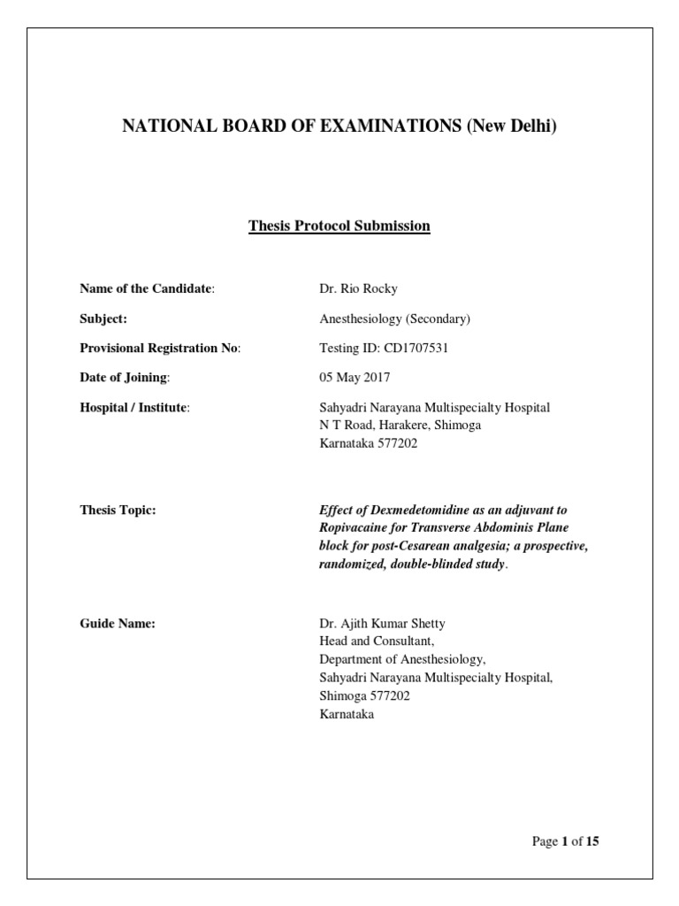 My Thesis Protocol-4 | PDF | Analgesic | Anesthesia