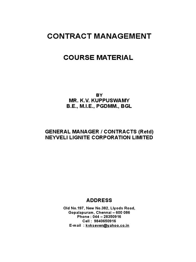 Contract Management Course Guide | PDF | Offer And Acceptance | Legal ...