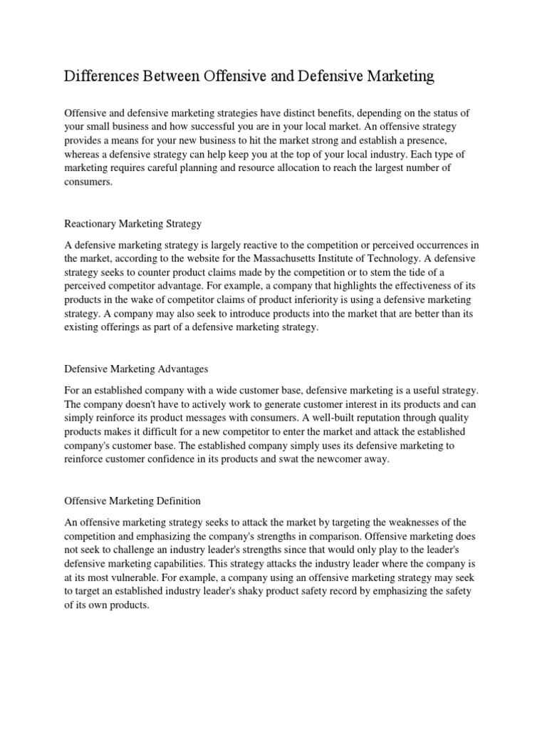 Differences Between Offensive and Defensive Marketing | PDF | Tesco ...