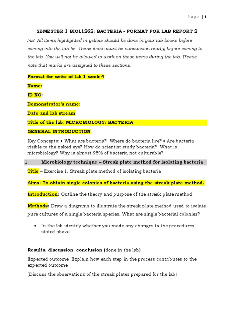 Format For Write Up Lab 2 Microbiology-Bacteria | Download Free PDF ...