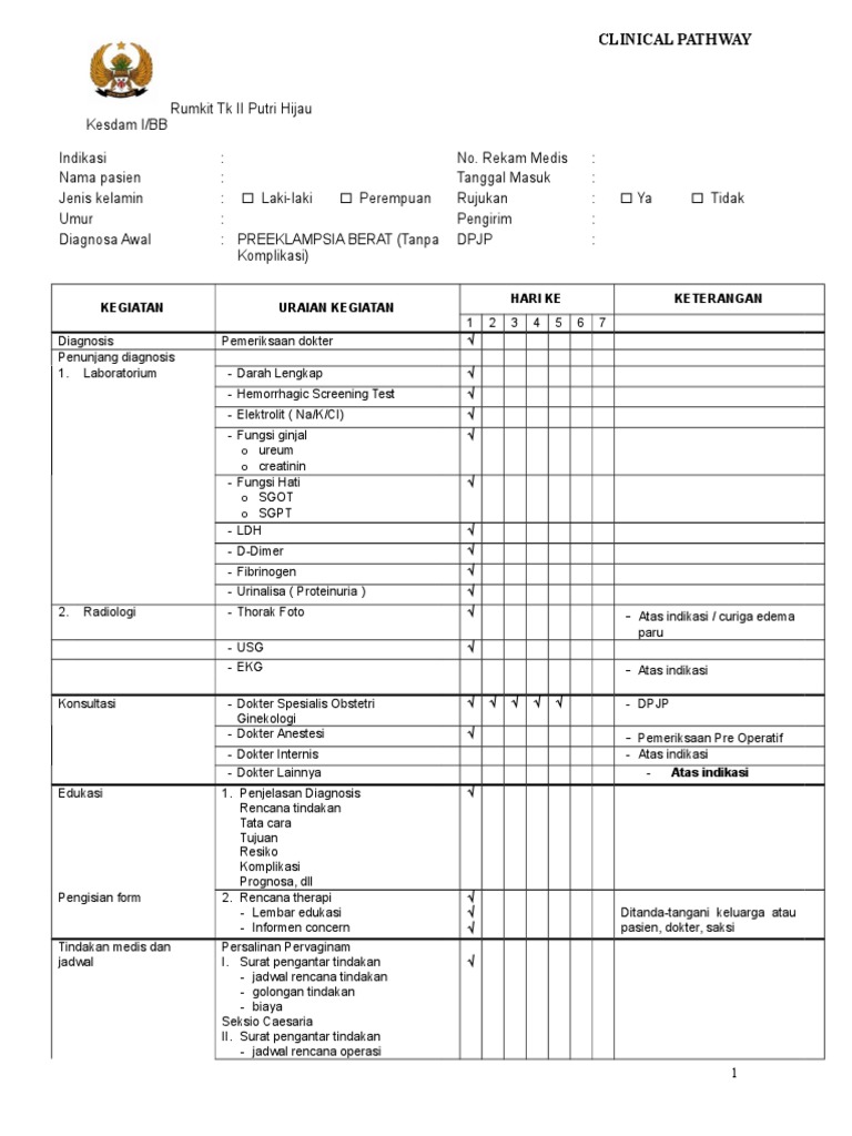 Clinical Pathway PREEKLAMPSIA | PDF