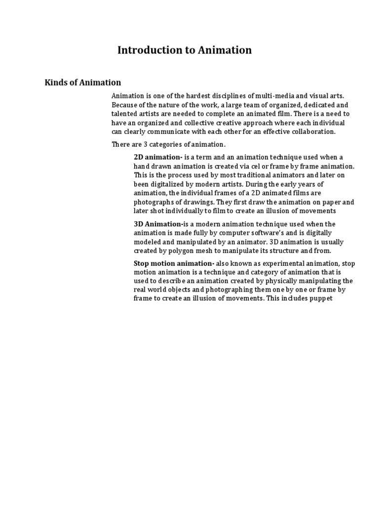 Introduction To Animation | PDF | Animation | 3 D Computer Graphics