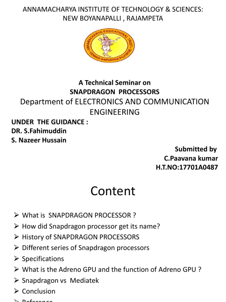 Snapdragon Processors Seminar | PDF | Graphics Processing Unit | Central Processing Unit
