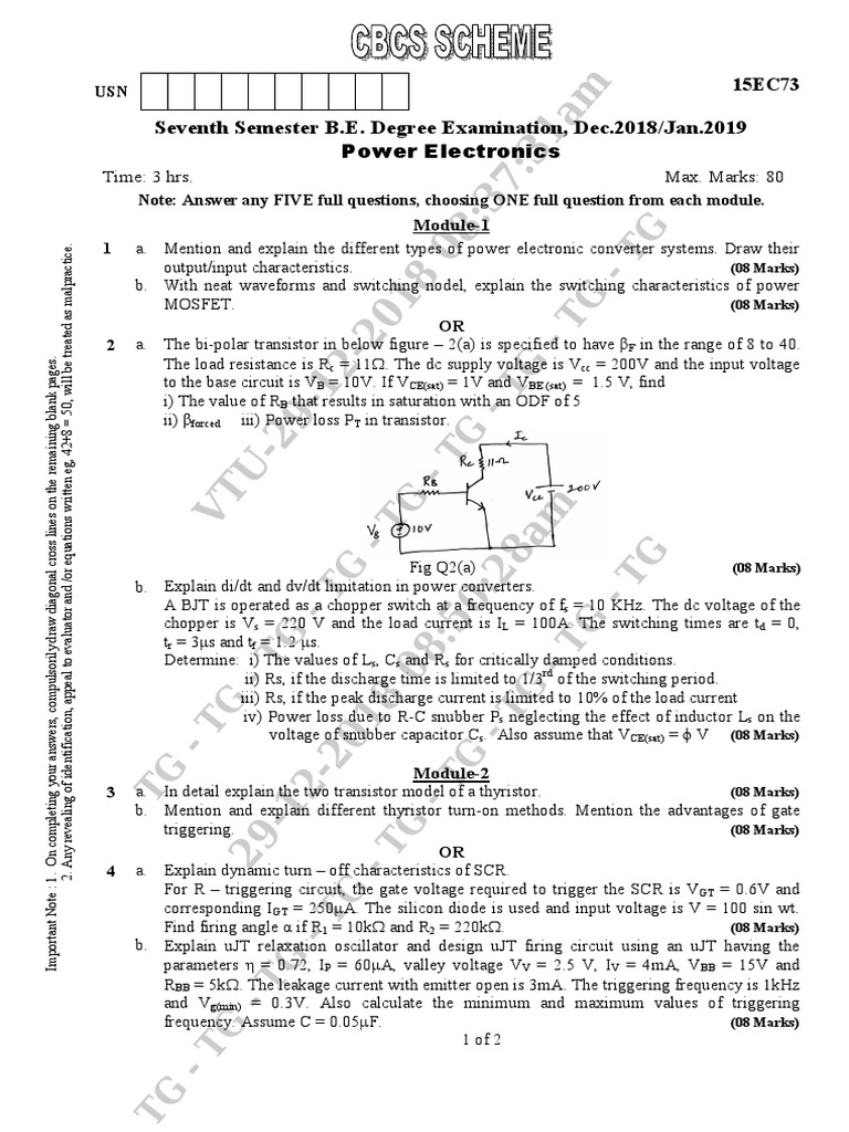 Power Electronics Exam Paper | PDF | Power Inverter | Electricity