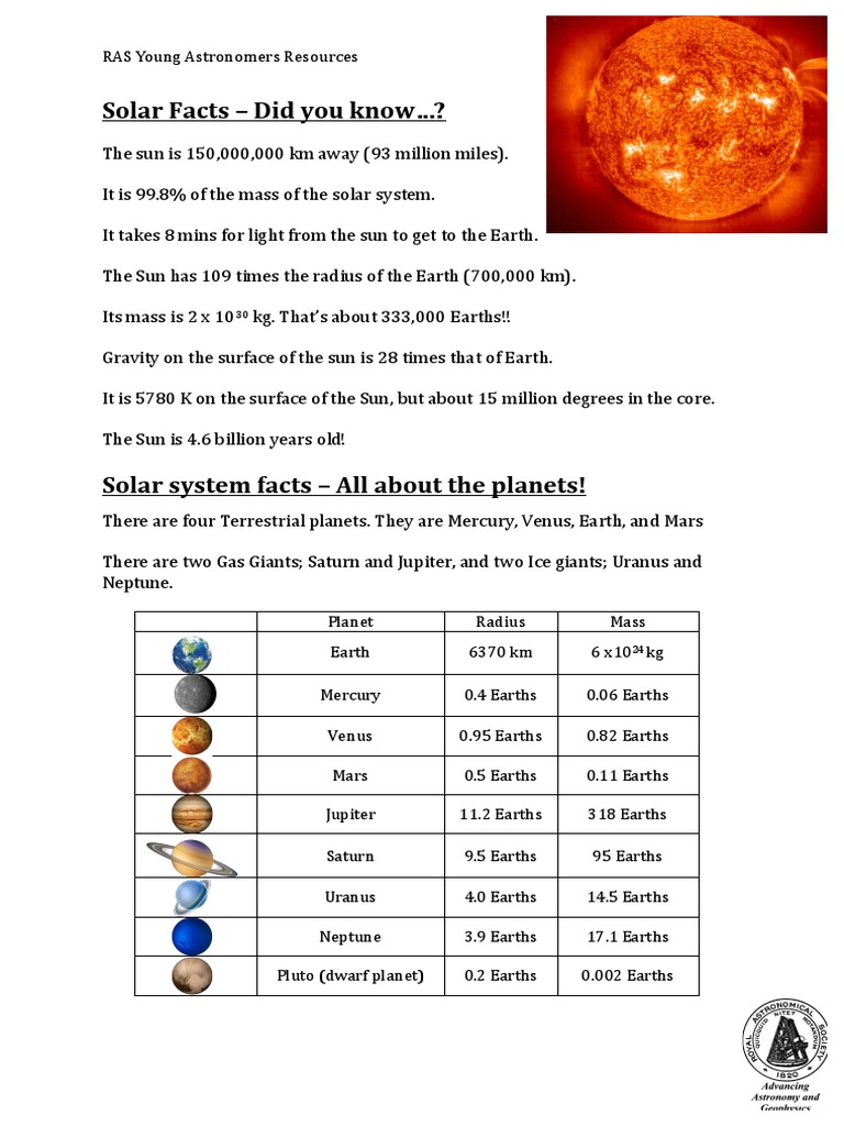 Solar System Facts | PDF