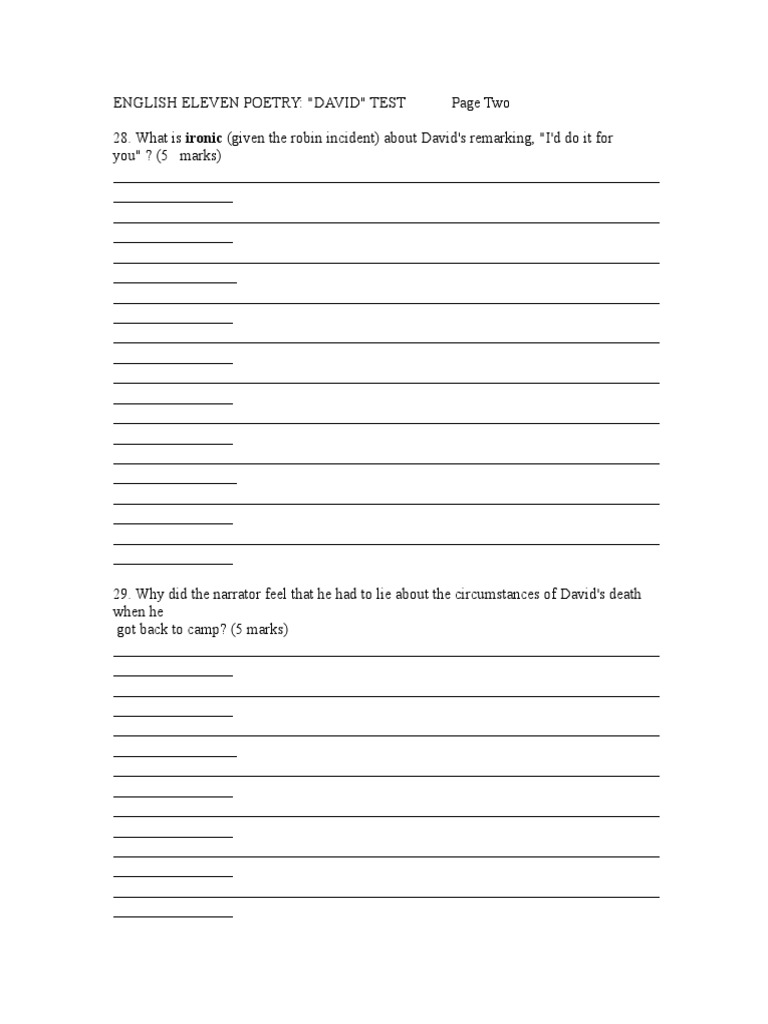 David by Earle Birney Test | PDF | Glacier | Question