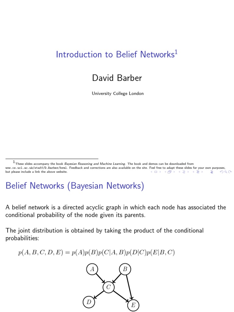 Introduction To Belief Networks: David Barber | PDF | Bayesian Network | Cognition