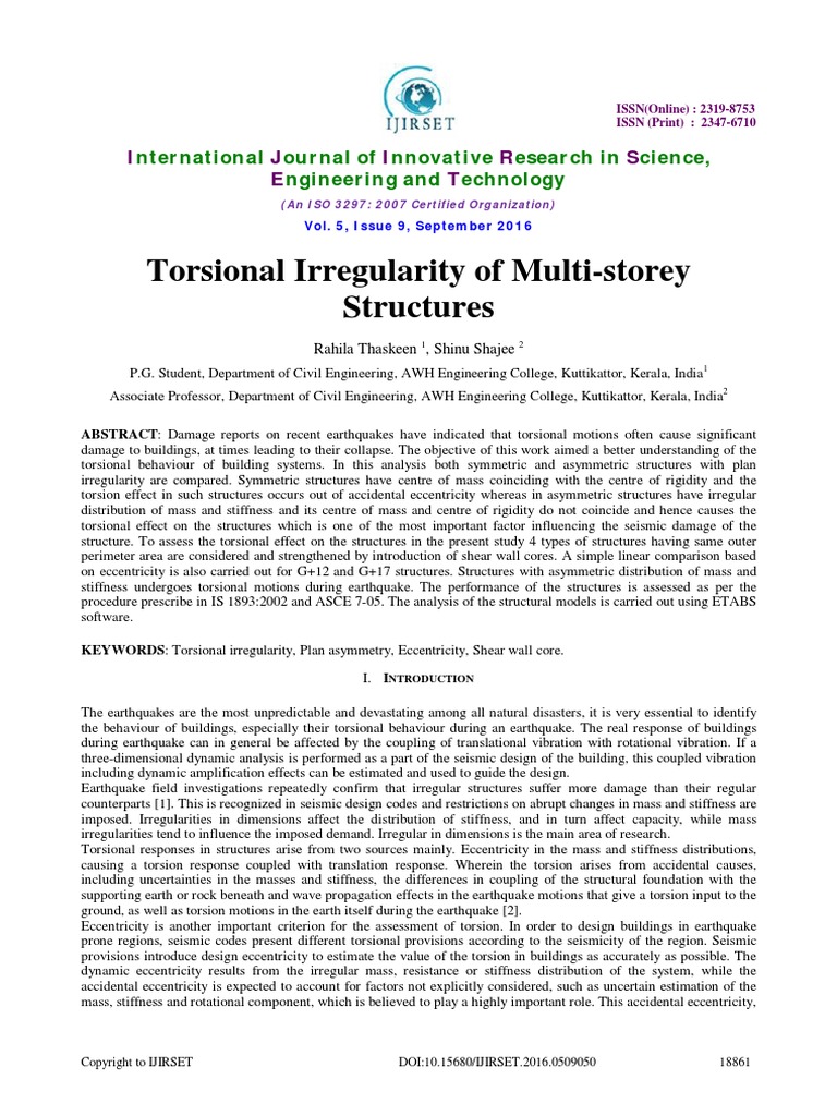 Torsional Irregularity of Multi-Storey Structures | PDF | Mechanical ...