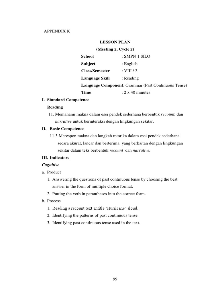 K. Lesson Plan II-2 (Y) | Download Free PDF | Lesson Plan | Cognition