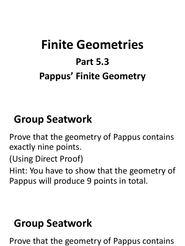 Pappus' Finite Geometry: Nine Points Proof | PDF