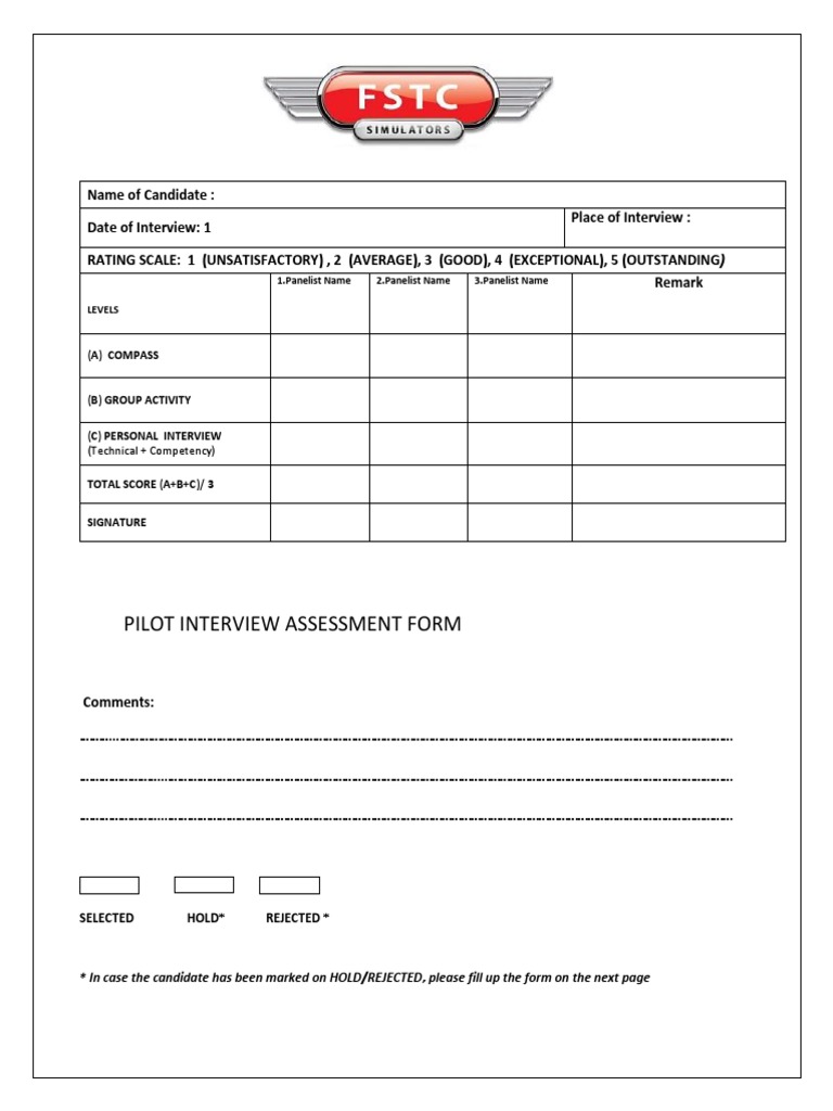 Pilot Interview Assessment Form | PDF | Cognition | Learning