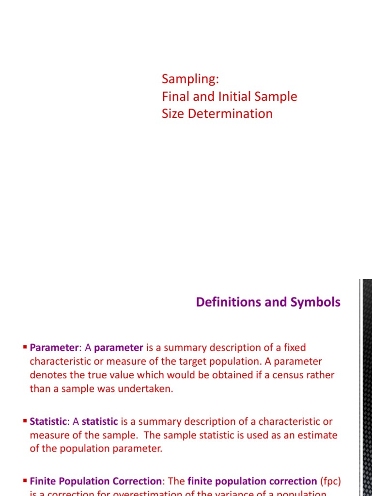Sampling: Final and Initial Sample Size Determination | PDF | Standard ...