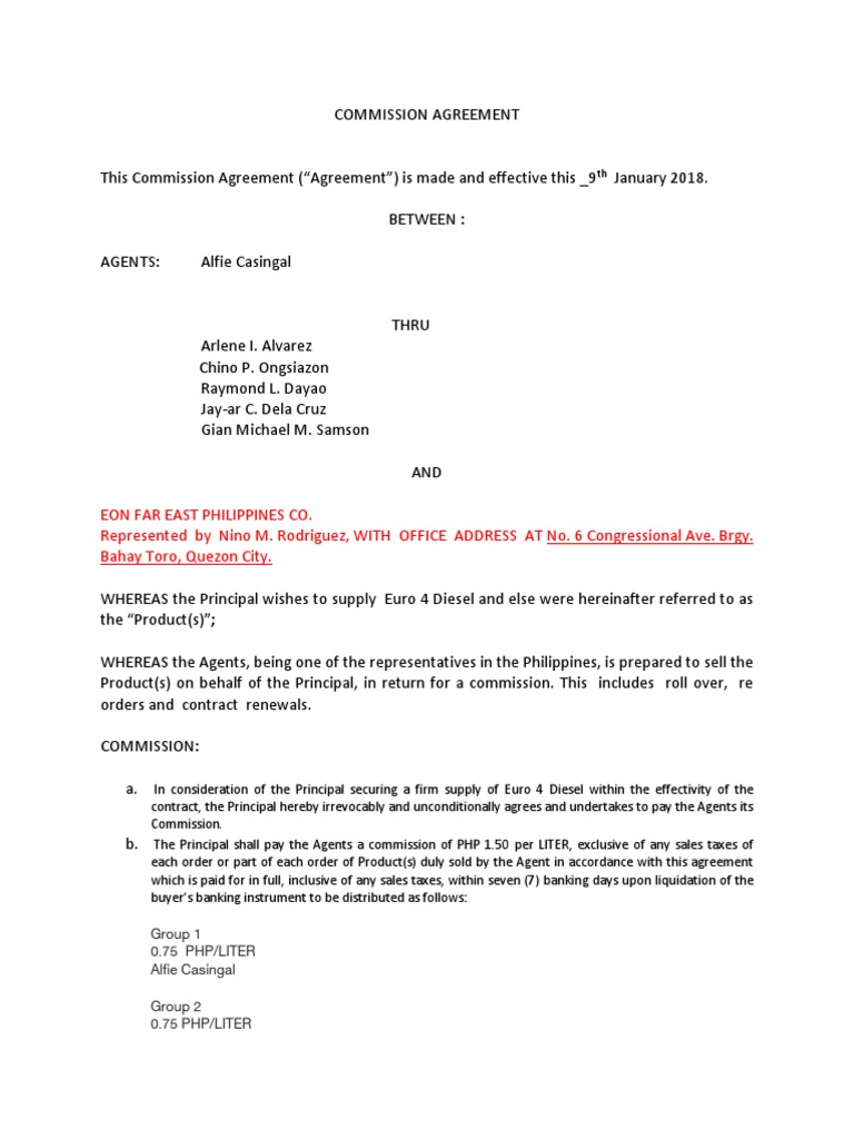 Commission Agreement | PDF | Arbitration | Business Law