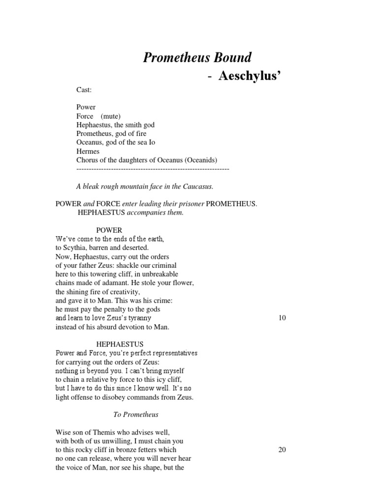 1 Prometheus Bound Text | PDF | Prometheus | Greek Mythology