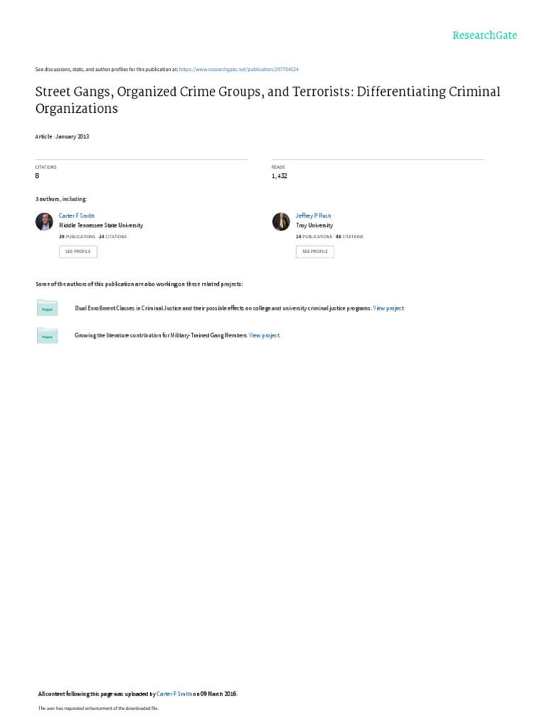 Street Gangs, Organized Crime Groups, and Terrorists: Differentiating ...