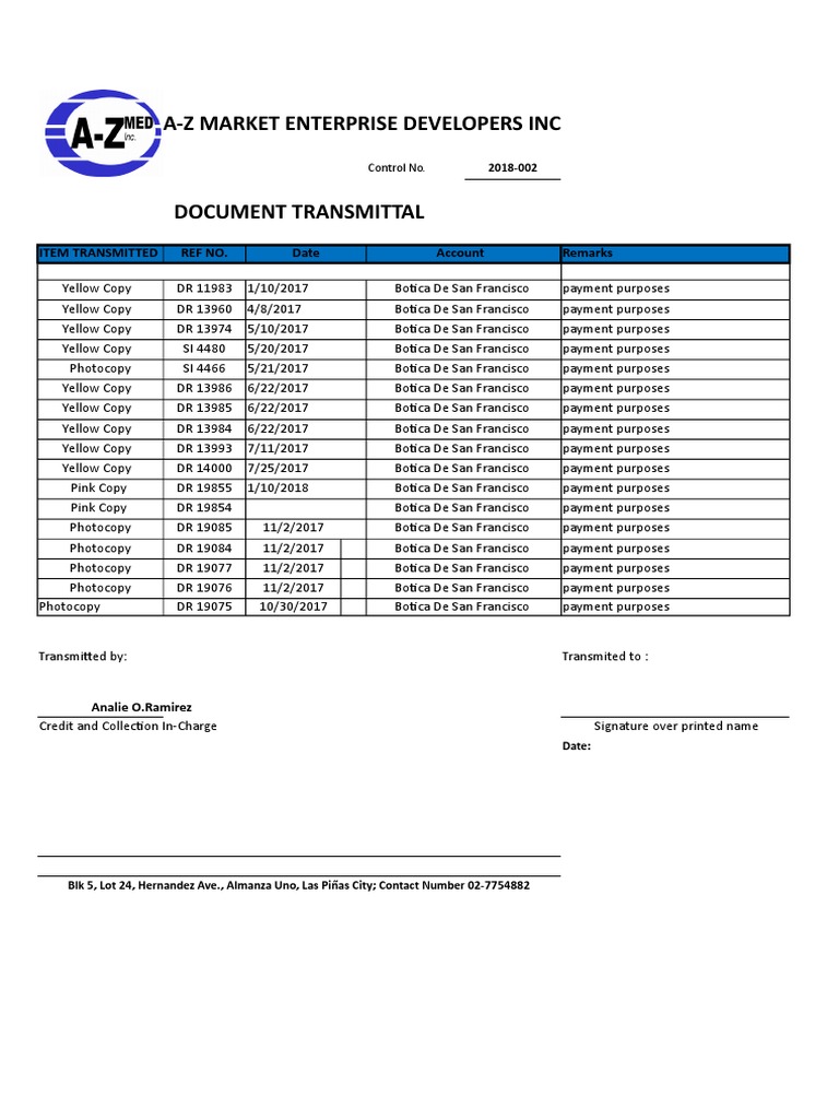 DR OR SI - Transmittal Form | PDF | Office Work | Written Communication