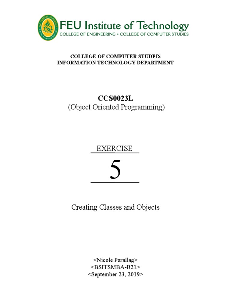 Lab5 Creating Class Diagrams Pdf Method Computer Programming Object Oriented Programming