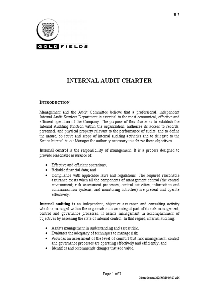 Internal Audit Charter | PDF | Internal Audit | Internal Control