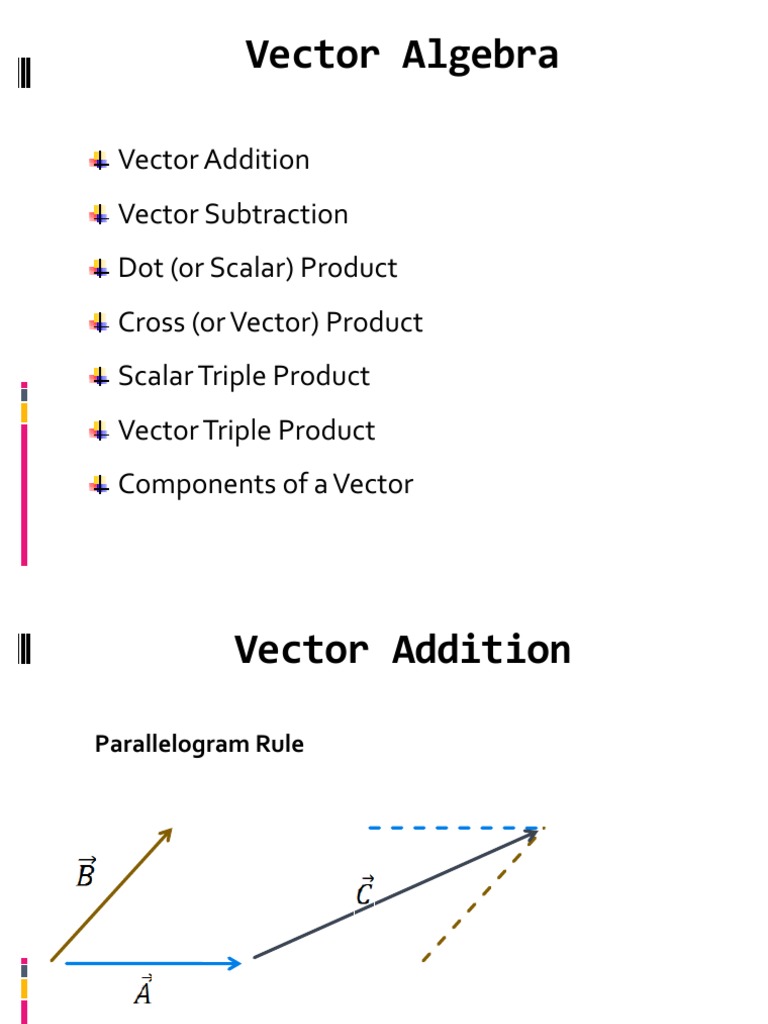 Vector Algebra: Operations & Rules | PDF | Computers