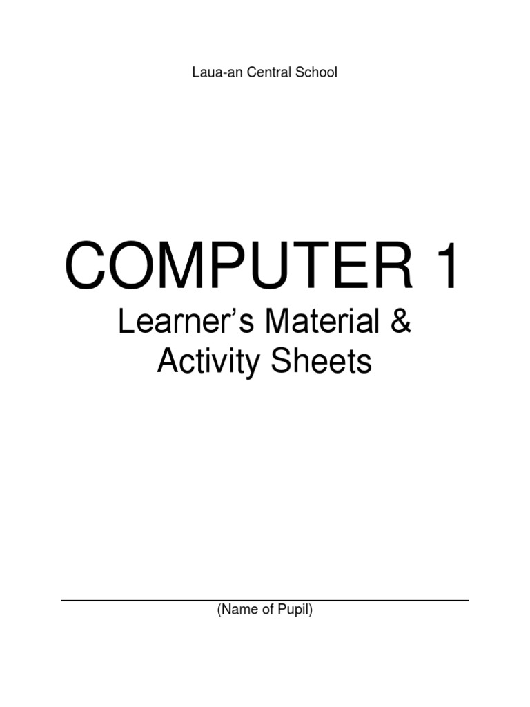 Activity Sheets Computer1 | PDF | Computer Monitor | Computer Keyboard