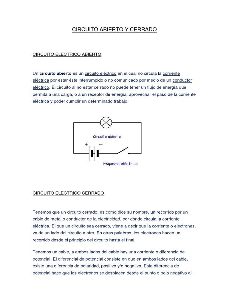 Que Es Un Circuito Electrico Abierto Y Cerrado ¿Qué Es Un