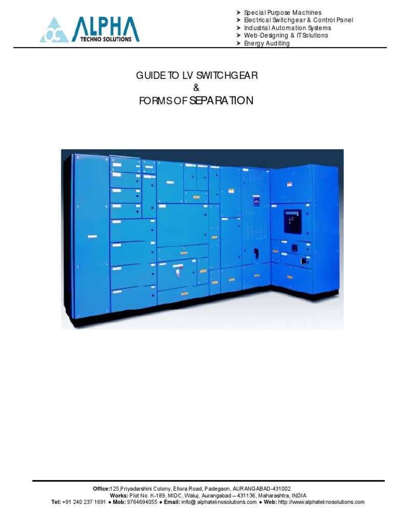 Guide To LV Switchgear & Forms of Separation | PDF | Automation ...