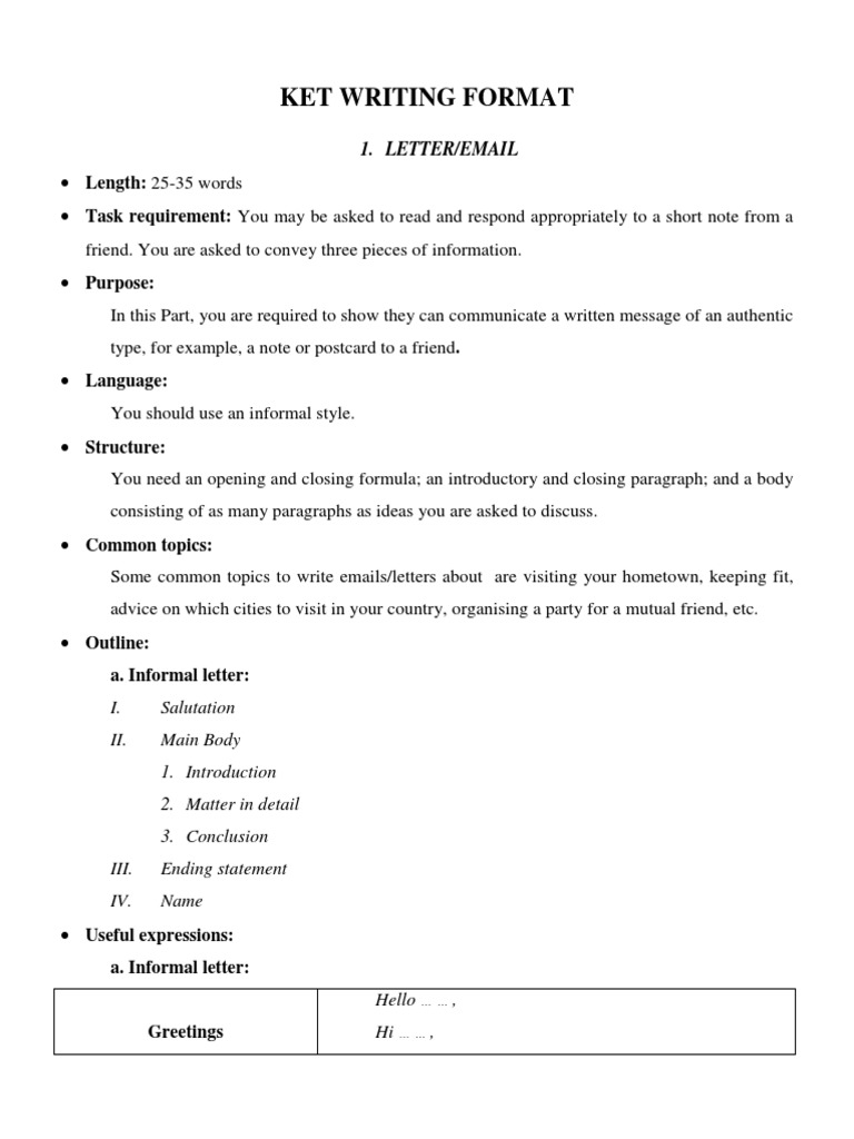 Ket Writing Format | PDF