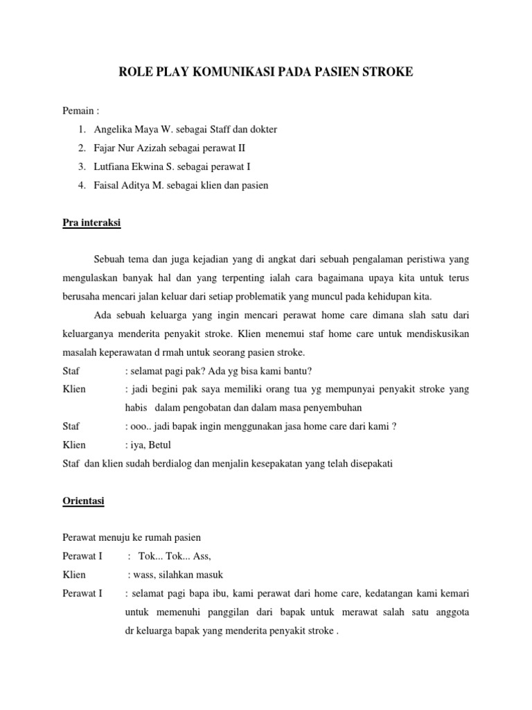 Role Play Komunikasi Pada Pasien Stroke | PDF